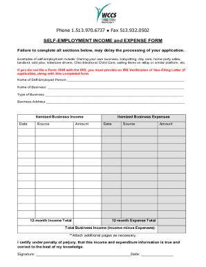 Fillable Online Earned Income, Self-employment Income and Business ...