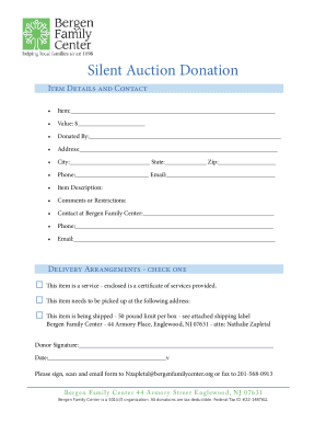 Fillable Online Silent/LIVE Auction Donation Fax Email Print - pdfFiller