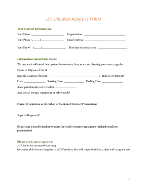 Fillable Online 4CS SPEAKER REQUEST FORM Fax Email Print - pdfFiller