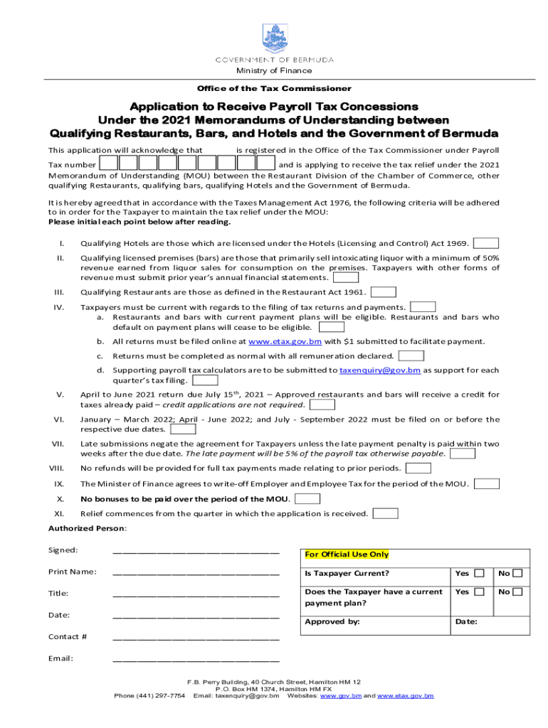 Fillable Online Application to Receive Payroll Tax Concessions Under the ... Fax Email Print ...