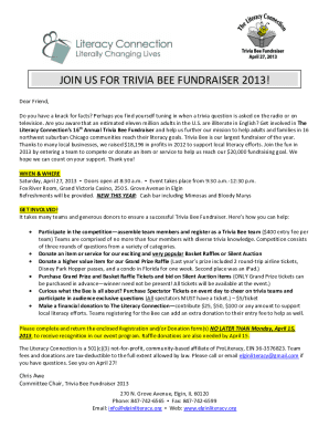 Fillable Online How to Organize a Trivia Night Fundraiser - Quiz ...