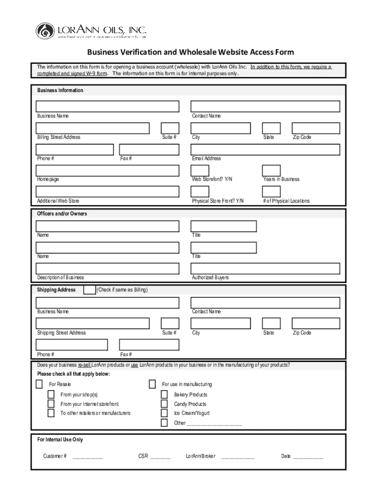 Fillable Online Business Verification & Wholesale Website Access Form ...