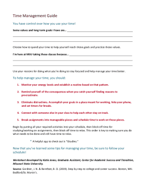 Fillable Online What Is Time Management? - Working Smarter to Enhance ...