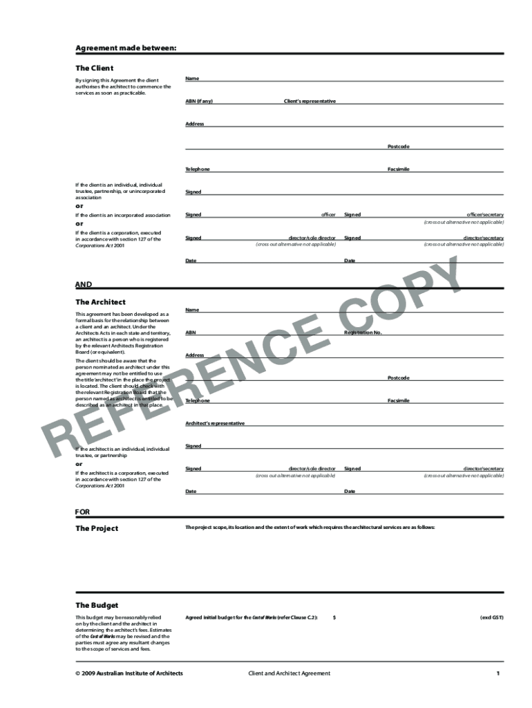 Fillable Online RAIA Client and architect agreement (long form) (July ...