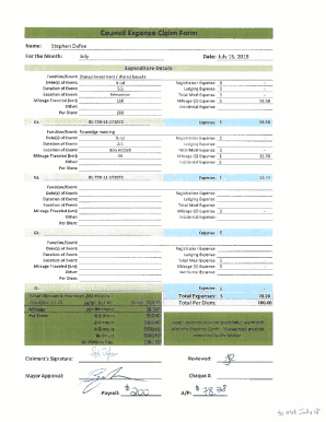 Fillable Online Council Expense Claim Form Fax Email Print - pdfFiller