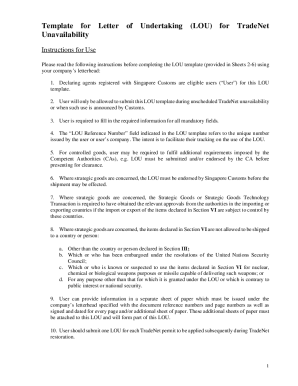 Fillable Online Template for Letter of Undertaking (LOU) for TradeNet ...