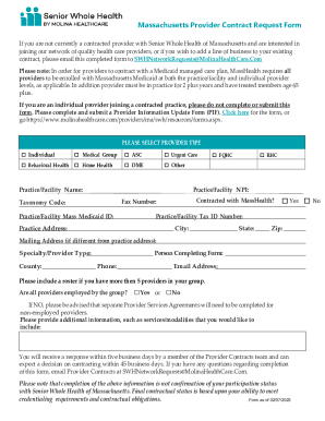 Fillable Online Massachusetts Provider Contract Request Form ...
