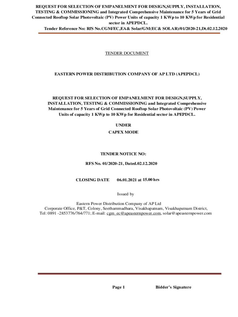 Fillable Online Standard Bidding Document FOR Empanelment of Vendors ...