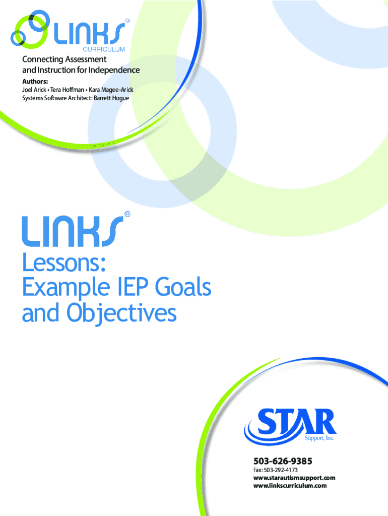 Fillable Online Lessons: Example IEP Goals and Objectives Fax Email Print - pdfFiller