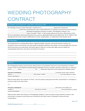 Fillable Online Sample Wedding Photography Contract - Free Legal ...
