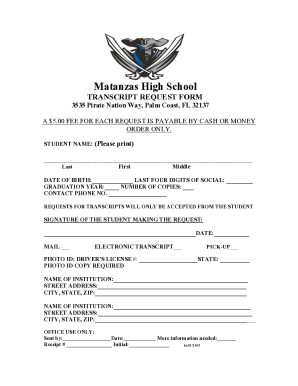 Fillable Online TRANSCRIPT REQUEST FORM - SharpSchool Fax Email Print - pdfFiller