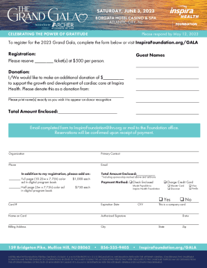 Fillable Online Inspira 2023 Gala Payroll Deduction Form Fax Email ...