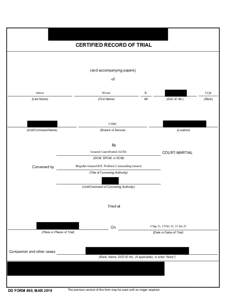 Fillable Online Armao, M. - CERTIFIED RECORD OF TRIAL Fax Email Print ...