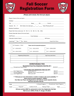 Fillable Online PLAYER REGISTRATION FORM - Amazon S3 Fax Email Print ...