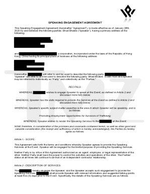 Fillable Online SPEAKING ENGAGEMENT AGREEMENT - TMZ Fax Email Print ...