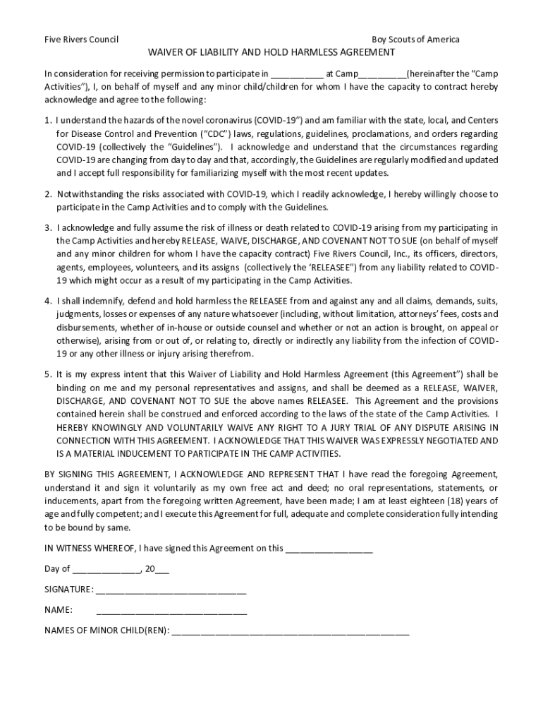 Fillable Online participant waiver and hold harmless form florida state ...