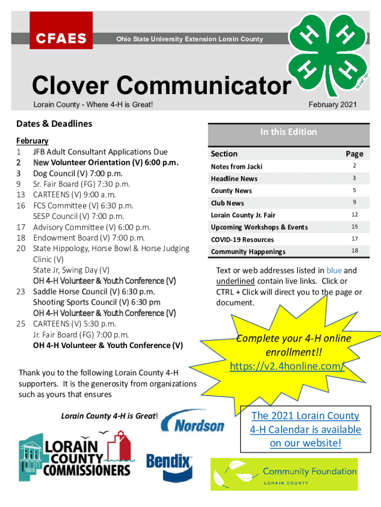 Fillable Online lorain osu Clover Communicator Fax Email Print - pdfFiller