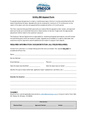 Fillable Online Utility Bill Appeal Form - Town of Windsor Fax Email ...