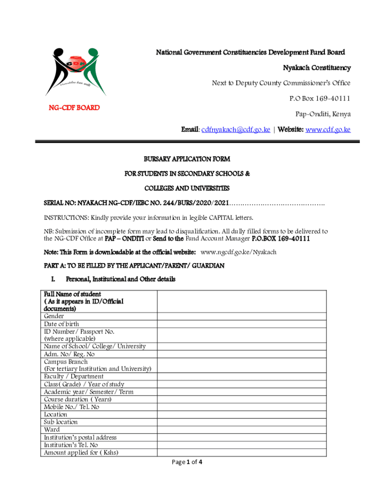 Fillable Online NYAKACH-BURSARY-FORM.pdf Fax Email Print - pdfFiller