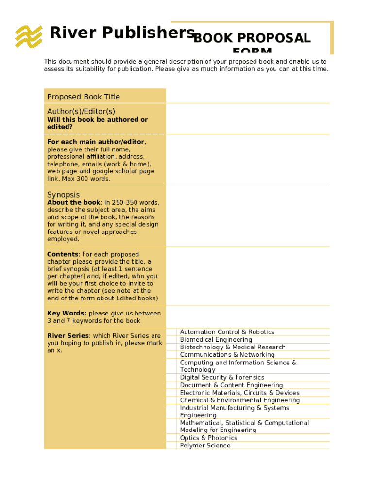River new book proposal Doc Template | pdfFiller