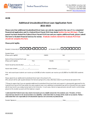 Fillable Online Additional Unsubsidized Direct Loan Application Form 2022-2023 Fax Email Print ...