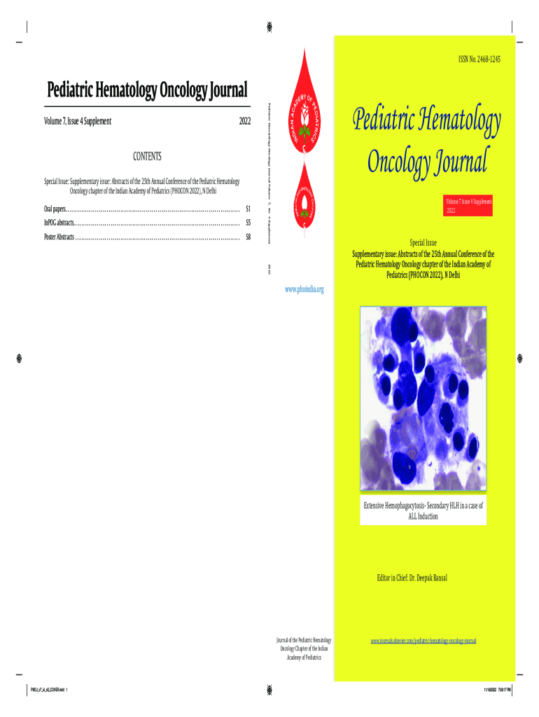 Fillable Online Pediatric Hematology Oncology Journal Fax Email Print - pdfFiller
