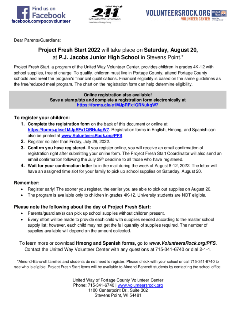 Fillable Online pj jacobs junior high - Stevens Point, WI - Middle ...