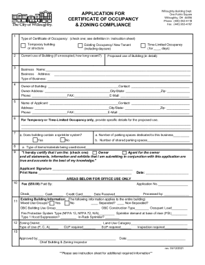 Fillable Online APPLICATION FOR CERTIFICATE OF OCCUPANCY ... Fax Email ...