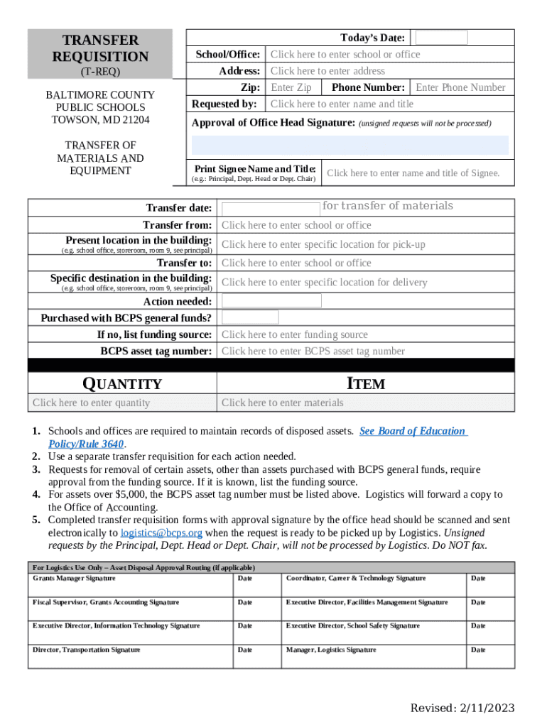 Transfer-Requisition- - SharpSchool Doc Template | pdfFiller