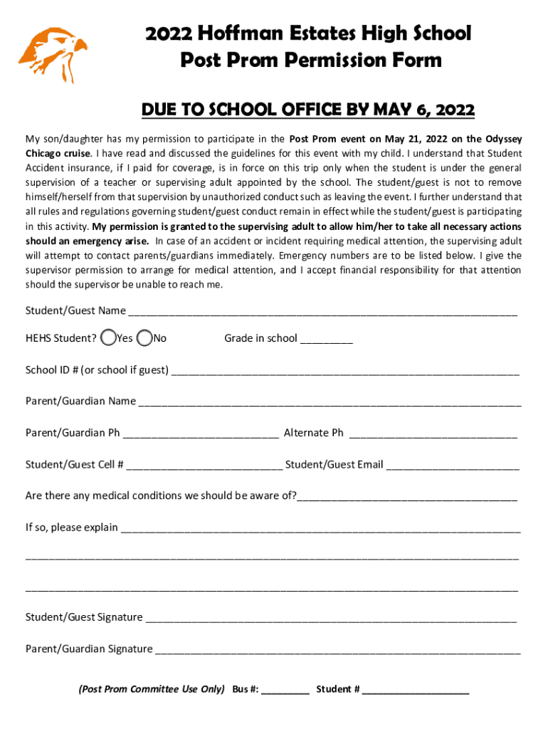 Fillable Online adc d211 HEHS Post Prom Packet and Permission Slip ...