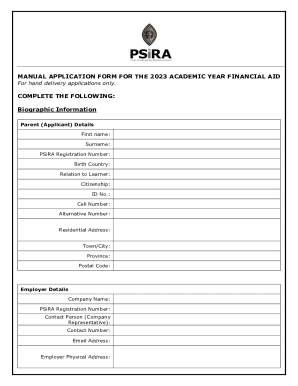 Fillable Online MANUAL APPLICATION FORM FOR THE 2023 ACADEMIC YEAR ...