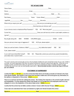 Fillable Online Pet Intake Form48.docx Fax Email Print - pdfFiller