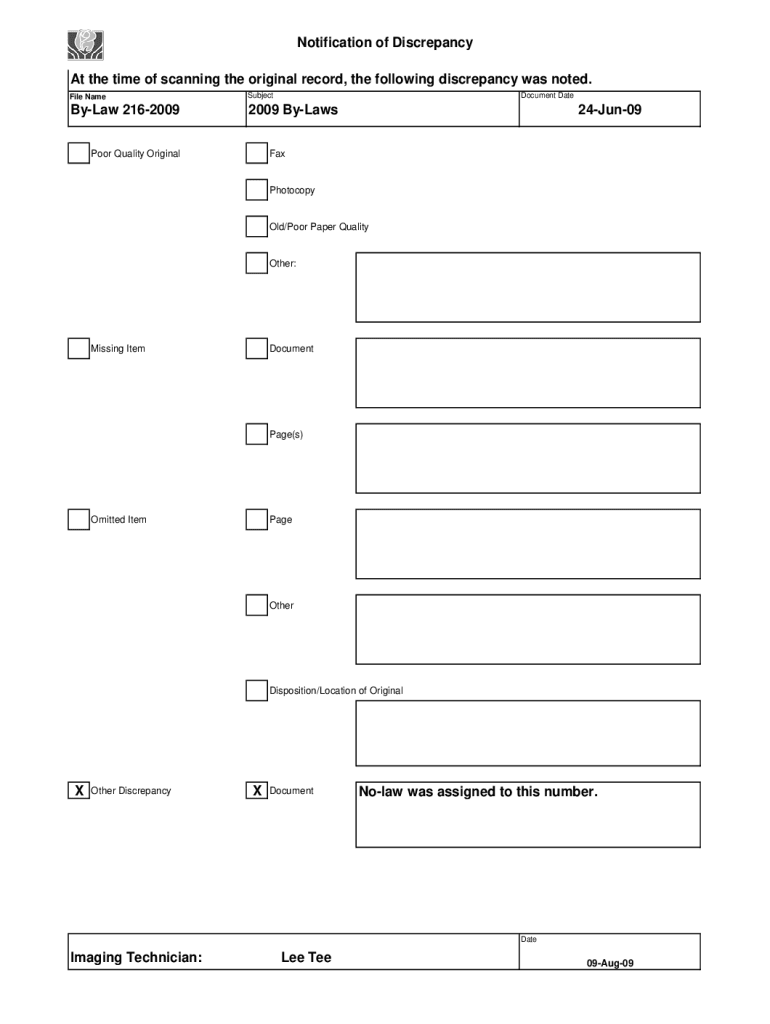 Fillable Online Manager. Notification of Discrepancy form Fax Email ...