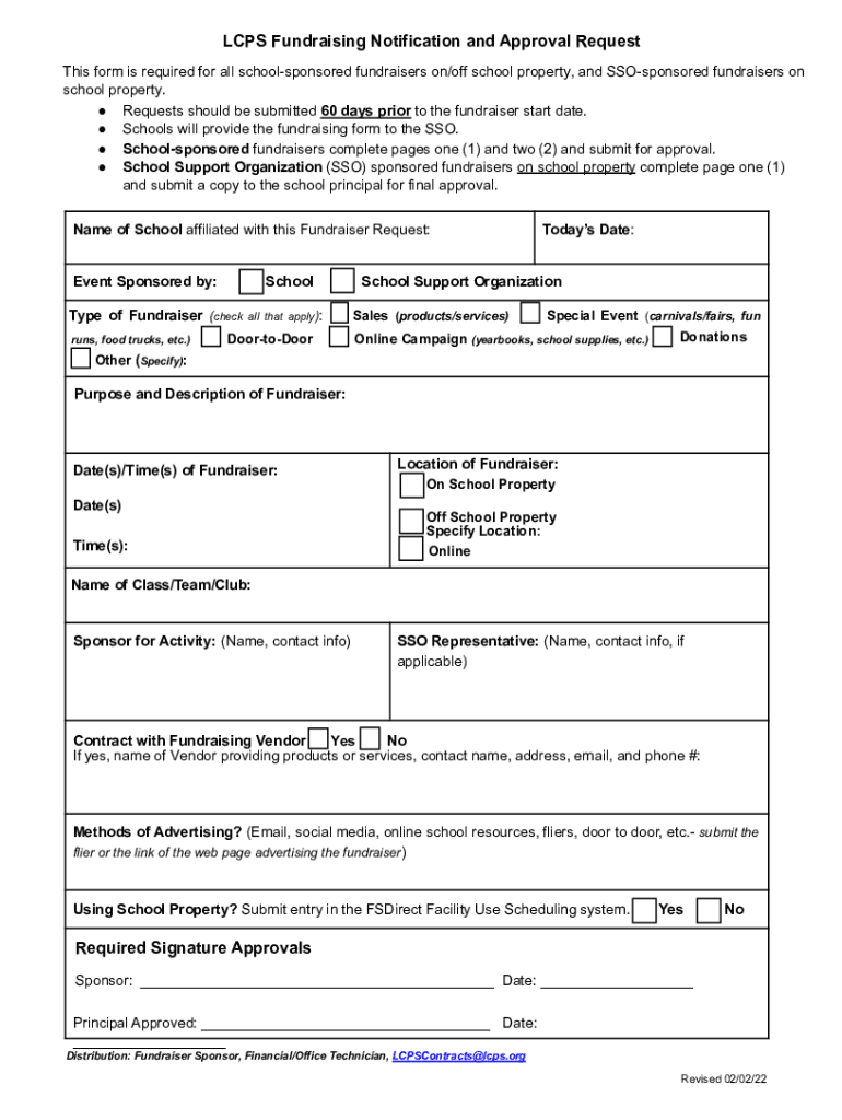Fillable Online LCPS Fundraising Notification and Approval Request Fax ...