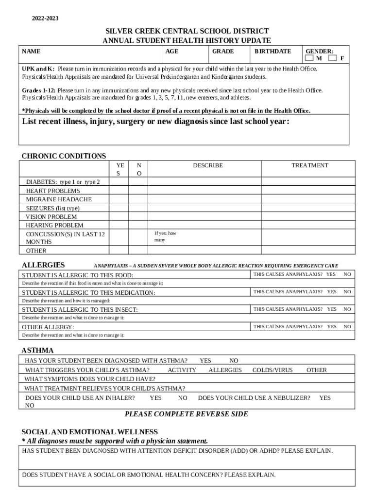 Student health history - 6-14 Doc Template | pdfFiller