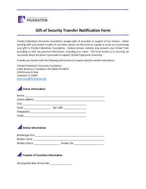 Fillable Online Gift of Security Transfer Notification Form Fax Email ...