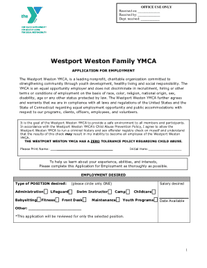 Fillable Online Cass County Family YMCA - Employment Application Fax Email Print - pdfFiller