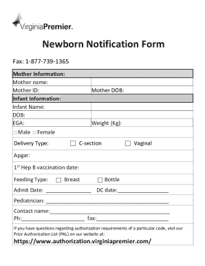 Fillable Online Notification of birth: baby of mother with hepatitis B ...