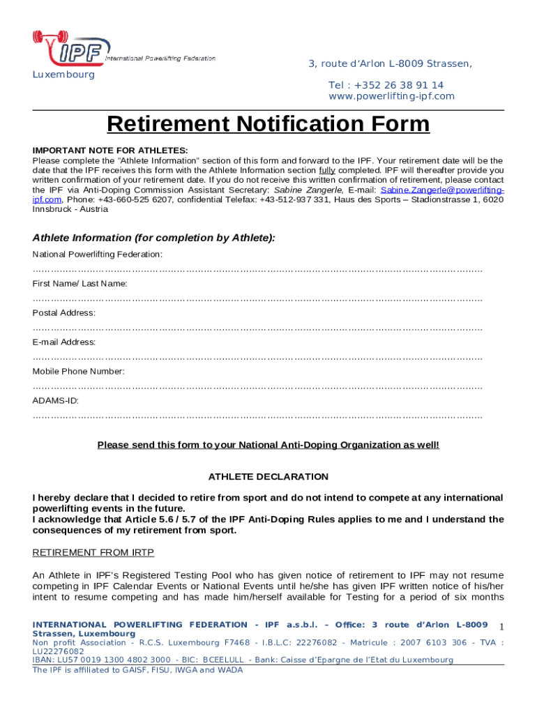 IPF Anti-Doping Rules Doc Template | pdfFiller