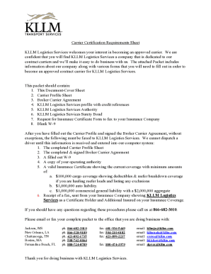 Fillable Online Carrier Profile Sheet Form Fax Email Print - pdfFiller