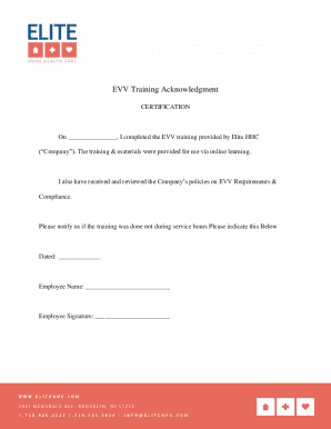 Fillable Online EVV TRAINING FORM - Elite Home Health Care Fax Email ...