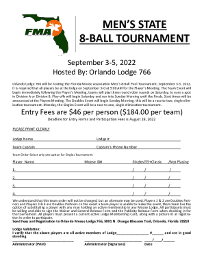 Fillable Online MEN'S STATE 8-BALL TOURNAMENT Fax Email Print - pdfFiller