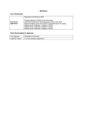 Fillable Online First Form: Application Registration Certificate of SHG ...