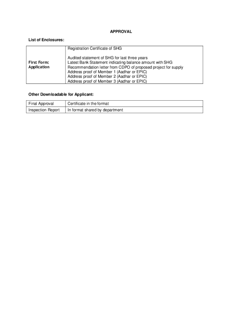 Fillable Online First Form: Application Registration Certificate of SHG ...