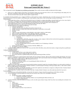Fillable Online SUPPORT CRAFT Waiver and Consent 2022 (the Waiver) Fax Email Print - pdfFiller