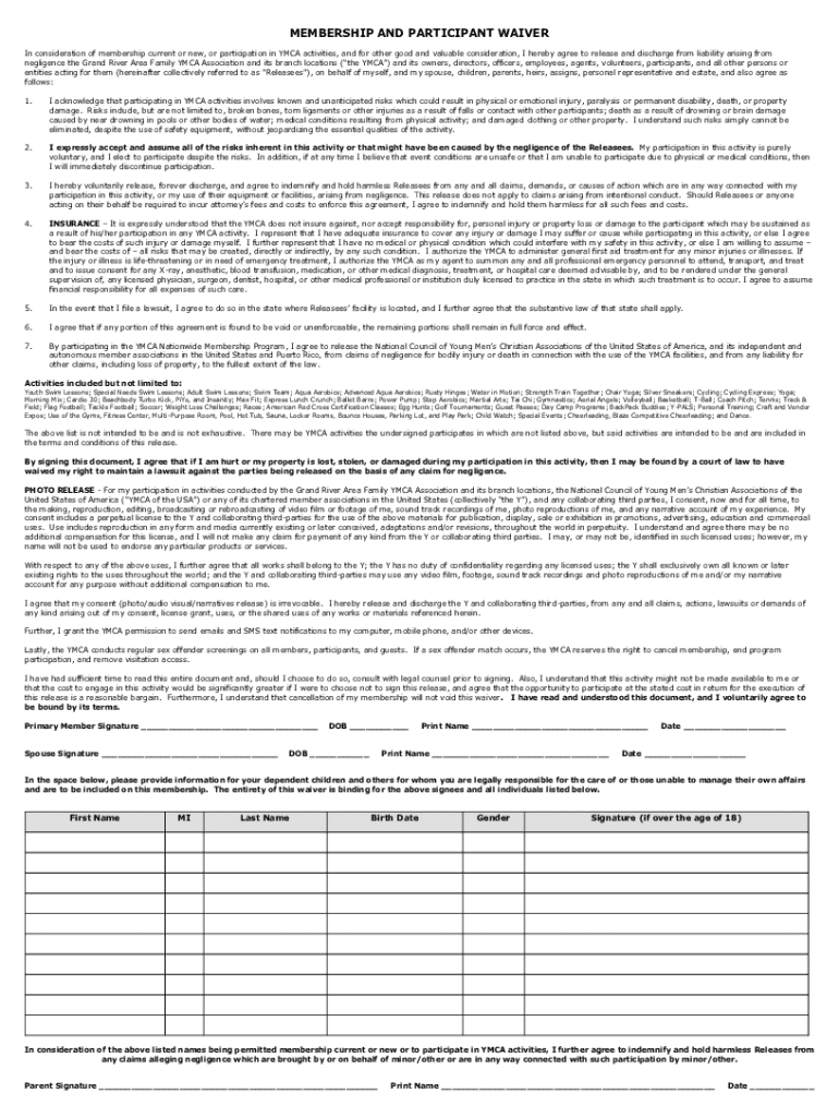 Fillable Online SOUTHEASTERN INDIANA YMCA Membership Application Fax Email Print - pdfFiller