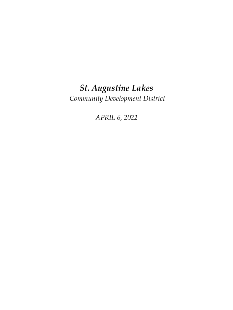 Fillable Online St. Augustine Lakes CDDCommunity Development District ... Fax Email Print ...