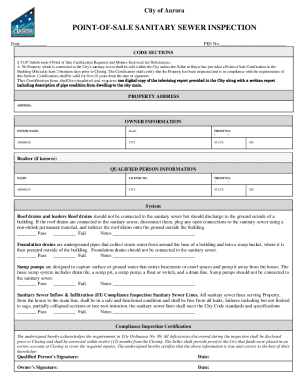 Fillable Online Point of Sale Sewer Inspection Form ...