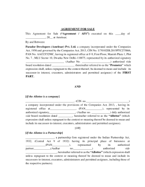 Fillable Online Agreement for Sale - RERA Punjab Fax Email Print ...