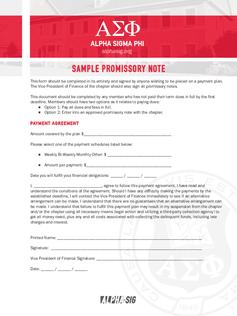 Fillable Online SAMPLE PROMISSORY NOTE Fax Email Print - pdfFiller